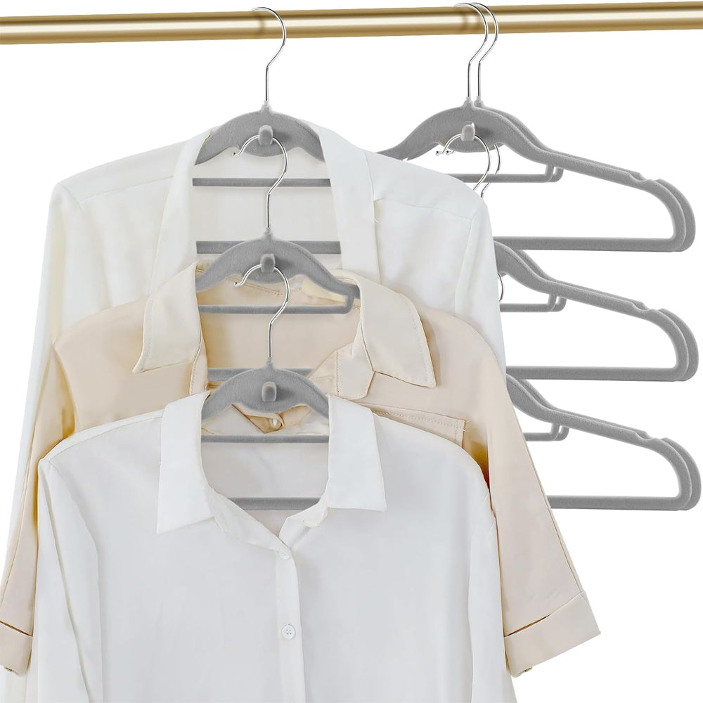 Anchor 50-pack Velvet Space Saver Flocked Hangers with Hook Grey Color ...