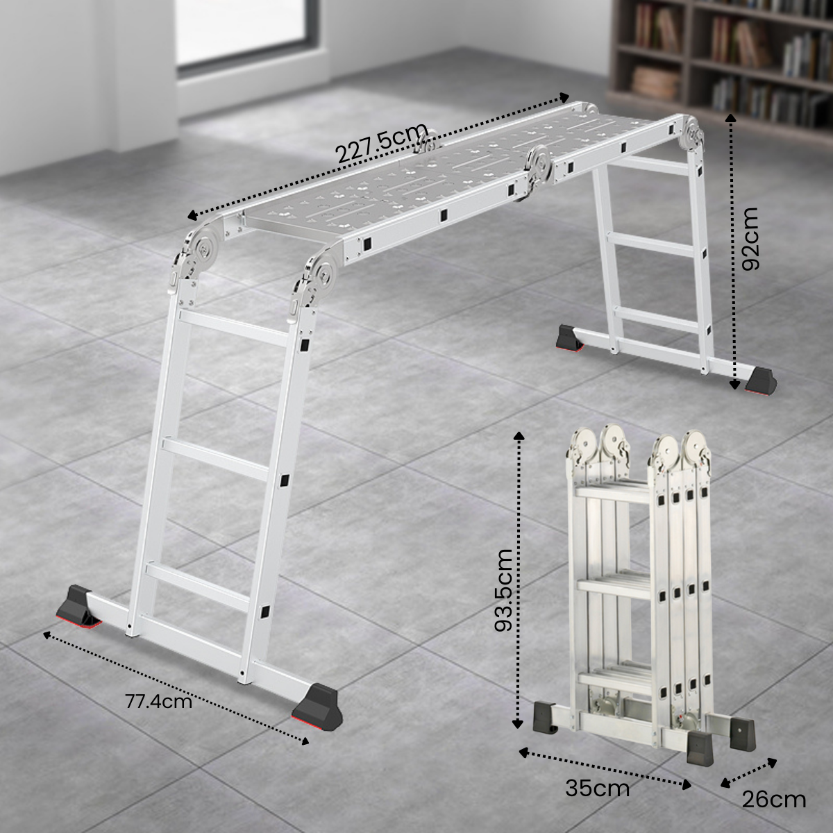 Anchor Multi-Purpose Folding Aluminum Ladder Steel Platform EU/UK Cert ...